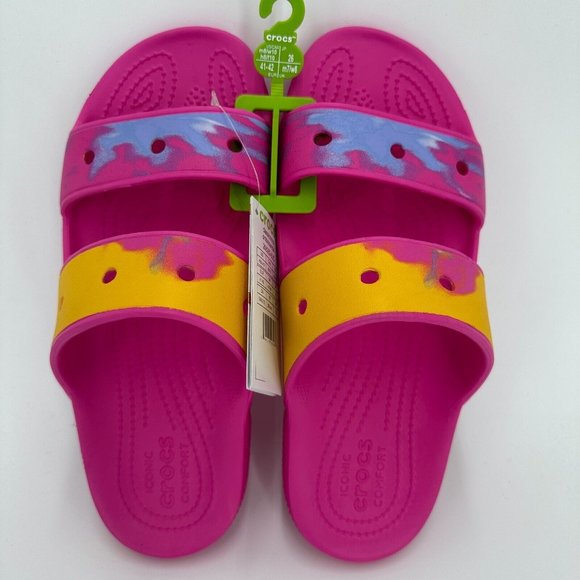 CROCS | Shoes | Crocs Classic Twostrap Slide Sandals Sz Pink Ombre ...